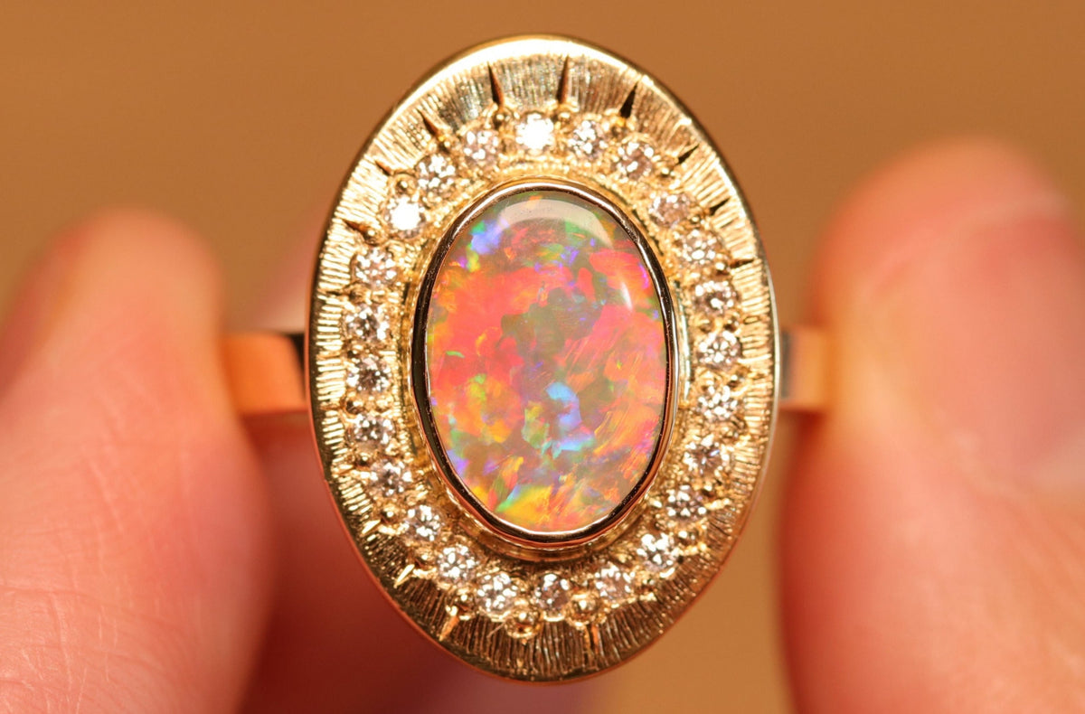 Sunray Halo Pastel Opal Ring - 18k Gold – Lightworker Jewellery